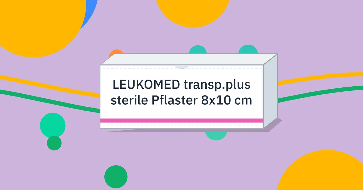 Symbolbild: Packung mit der Aufschrift LEUKOMED transp.plus sterile Pflaster 8x10 cm (PZN 16002231) – Verfügbarkeit und Bezug in Apotheken in Frankfurt am Main