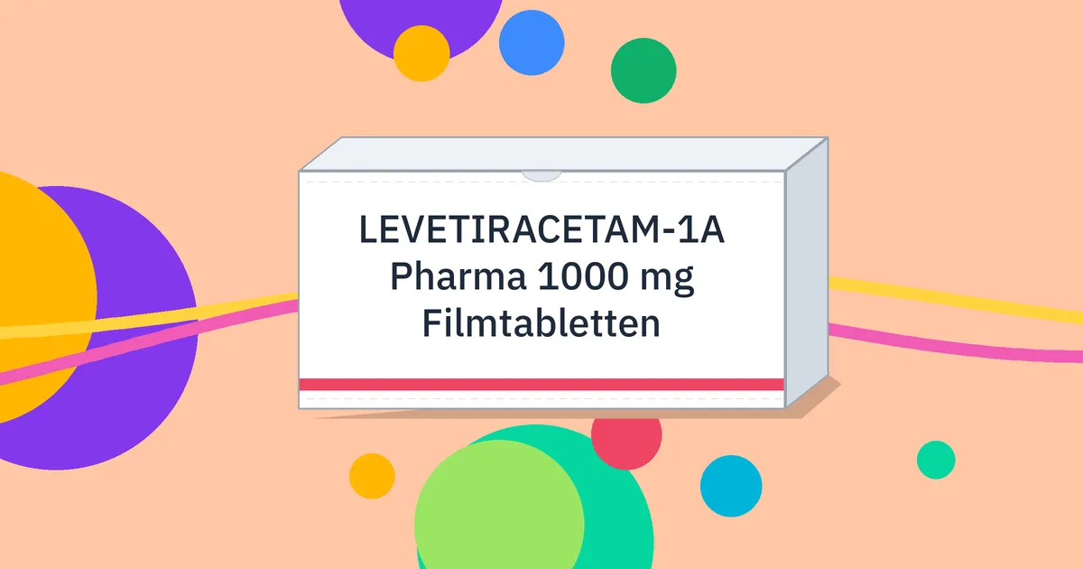 Symbolbild: Packung mit der Aufschrift LEVETIRACETAM-1A Pharma 1000 mg Filmtabletten (PZN 09123425) – Verfügbarkeit und Bezug in Apotheken in Frankfurt am Main