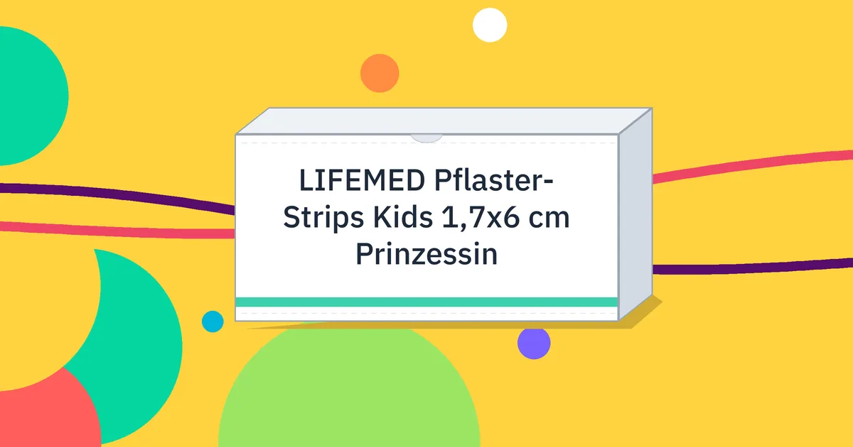 Symbolbild: Packung mit der Aufschrift LIFEMED Pflaster-Strips Kids 1,7x6 cm Prinzessin (PZN 19446193) – Verfügbarkeit und Bezug in Apotheken in Frankfurt am Main