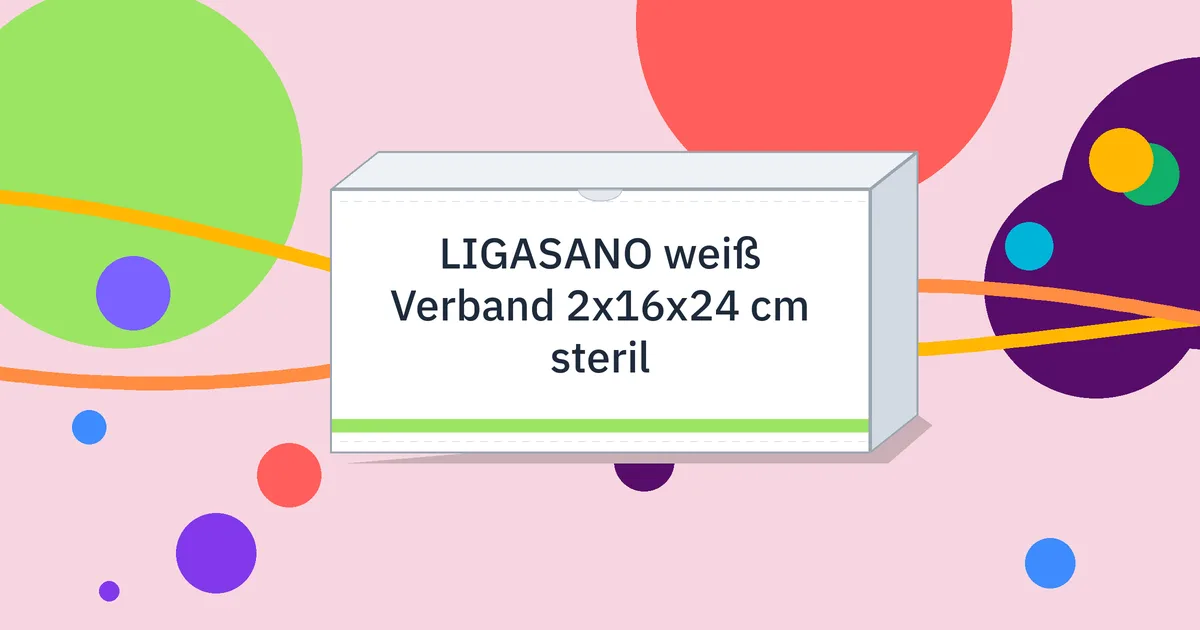 Symbolbild: Packung mit der Aufschrift LIGASANO weiß Verband 2x16x24 cm steril (PZN 19093470) – Verfügbarkeit und Bezug in Apotheken in Frankfurt am Main
