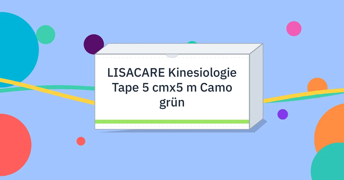 Symbolbild: Packung mit der Aufschrift LISACARE Kinesiologie Tape 5 cmx5 m Camo grün (PZN 18325004) – Verfügbarkeit und Bezug in Apotheken in Frankfurt am Main
