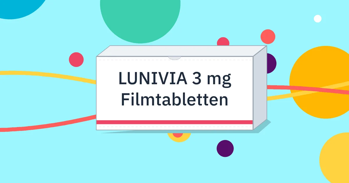 Symbolbild: Packung mit der Aufschrift LUNIVIA 3 mg Filmtabletten (PZN 16627066) – Verfügbarkeit und Bezug in Apotheken in Frankfurt am Main