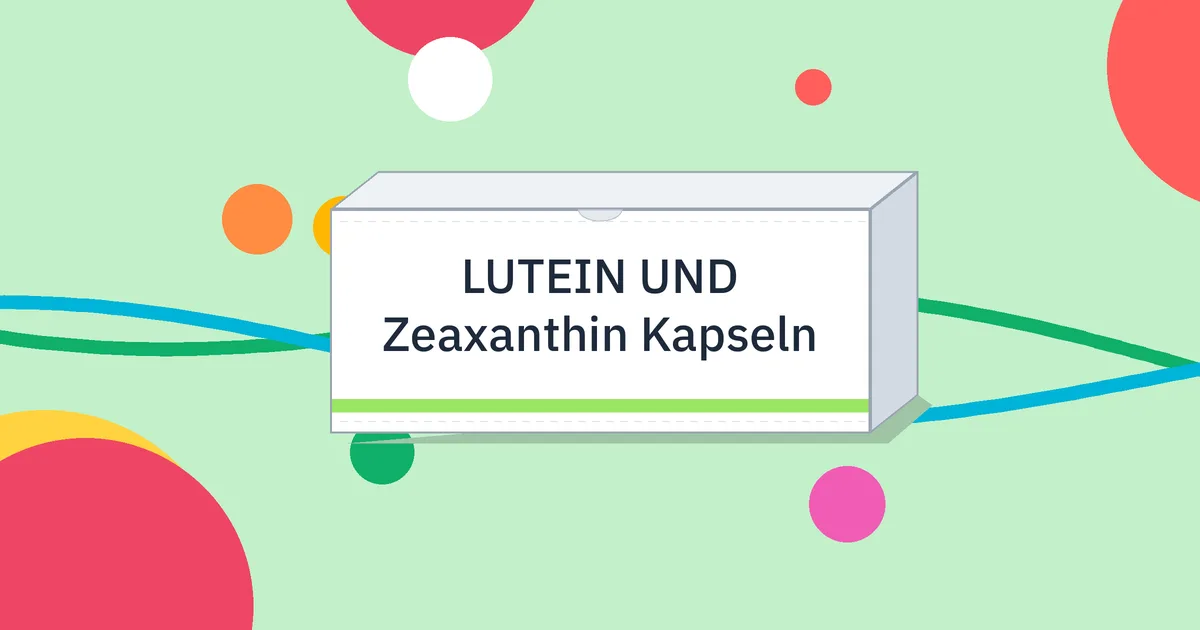 Symbolbild: Packung mit der Aufschrift LUTEIN UND Zeaxanthin Kapseln (PZN 19642379) – Verfügbarkeit und Bezug in Apotheken in Frankfurt am Main