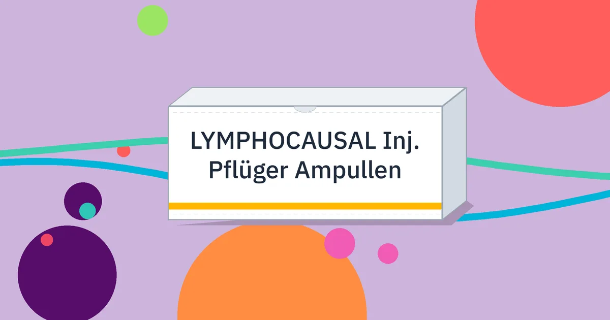 Symbolbild: Packung mit der Aufschrift LYMPHOCAUSAL Inj. Pflüger Ampullen (PZN 15892174) – Verfügbarkeit und Bezug in Apotheken in Frankfurt am Main