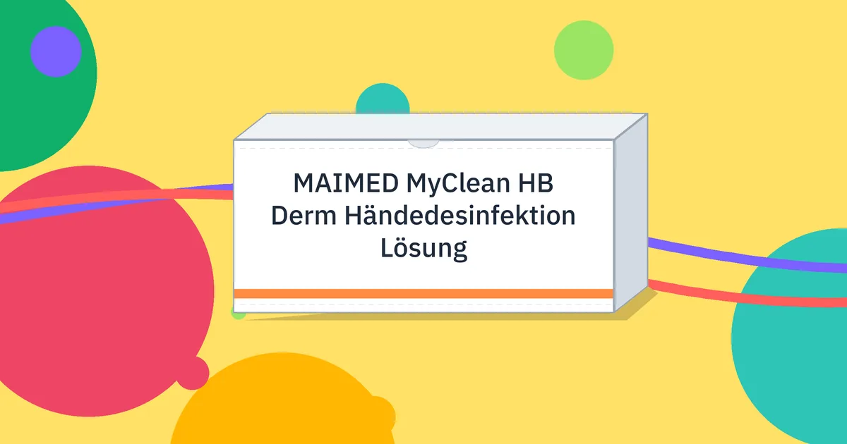 Symbolbild: Packung mit der Aufschrift MAIMED MyClean HB Derm Händedesinfektion Lösung (PZN 19705884) – Verfügbarkeit und Bezug in Apotheken in Frankfurt am Main