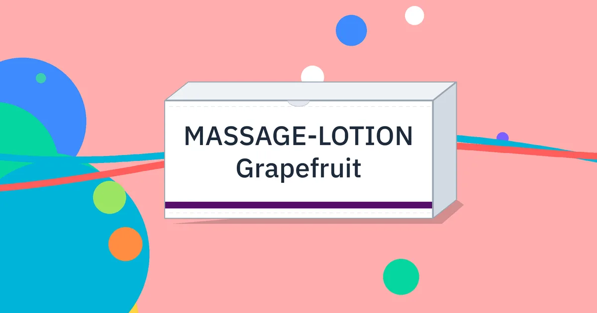 Symbolbild: Packung mit der Aufschrift MASSAGE-LOTION Grapefruit (PZN 12369710) – Verfügbarkeit und Bezug in Apotheken in Frankfurt am Main