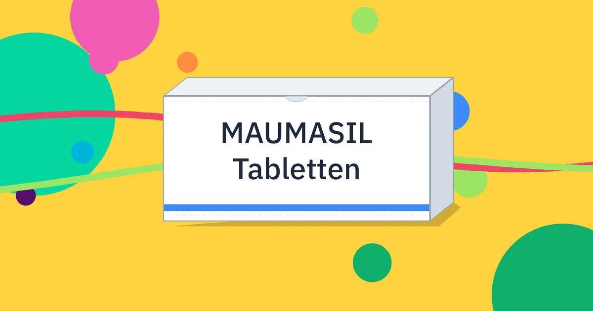 Symbolbild: Packung mit der Aufschrift MAUMASIL Tabletten (PZN 00849215) – Verfügbarkeit und Bezug in Apotheken in Frankfurt am Main
