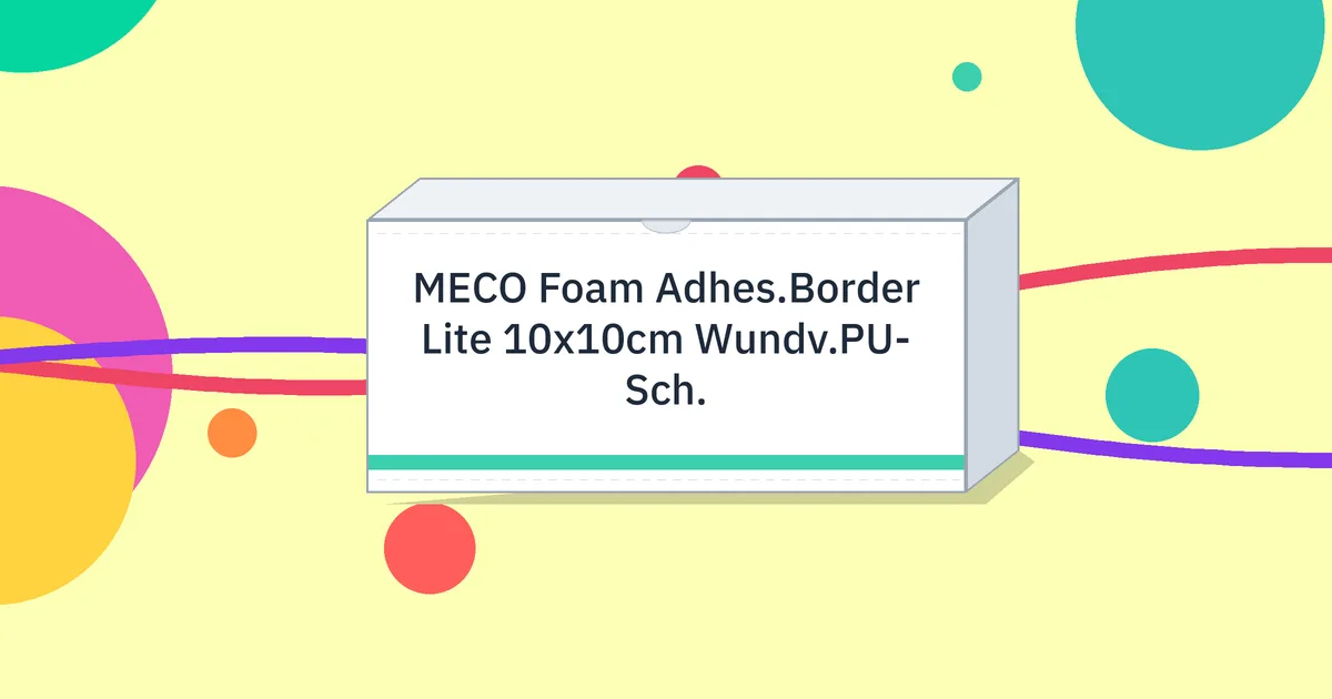 Symbolbild: Packung mit der Aufschrift MECO Foam Adhes.Border Lite 10x10cm Wundv.PU-Sch. (PZN 20090471) – Verfügbarkeit und Bezug in Apotheken in Frankfurt am Main