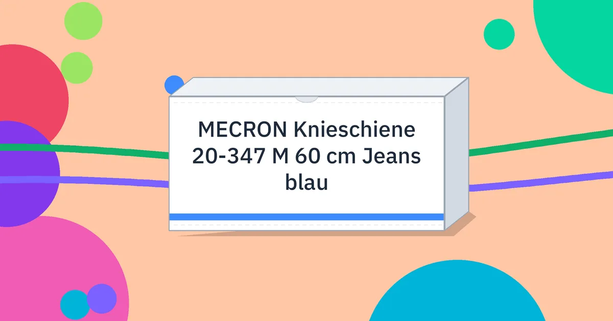 Symbolbild: Packung mit der Aufschrift MECRON Knieschiene 20-347 M 60 cm Jeans blau (PZN 02910717) – Verfügbarkeit und Bezug in Apotheken in Frankfurt am Main