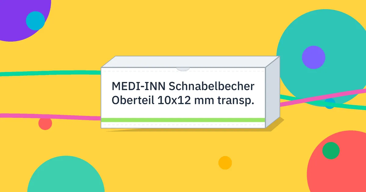 Symbolbild: Packung mit der Aufschrift MEDI-INN Schnabelbecher Oberteil 10x12 mm transp. (PZN 04932002) – Verfügbarkeit und Bezug in Apotheken in Frankfurt am Main