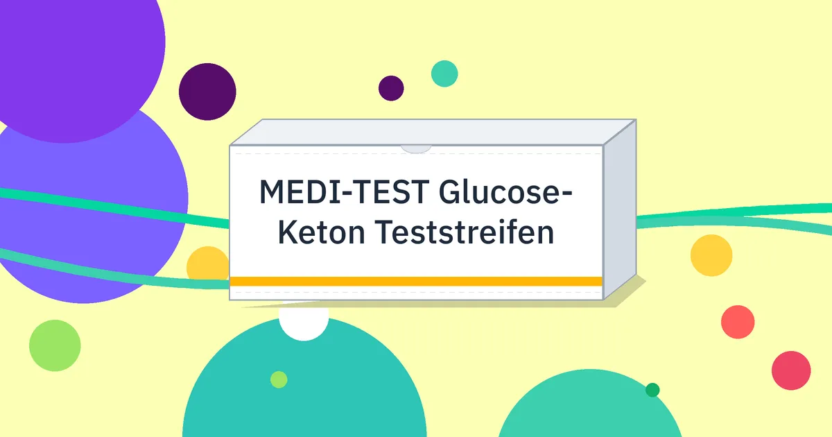 Symbolbild: Packung mit der Aufschrift MEDI-TEST Glucose-Keton Teststreifen (PZN 07789290) – Verfügbarkeit und Bezug in Apotheken in Frankfurt am Main