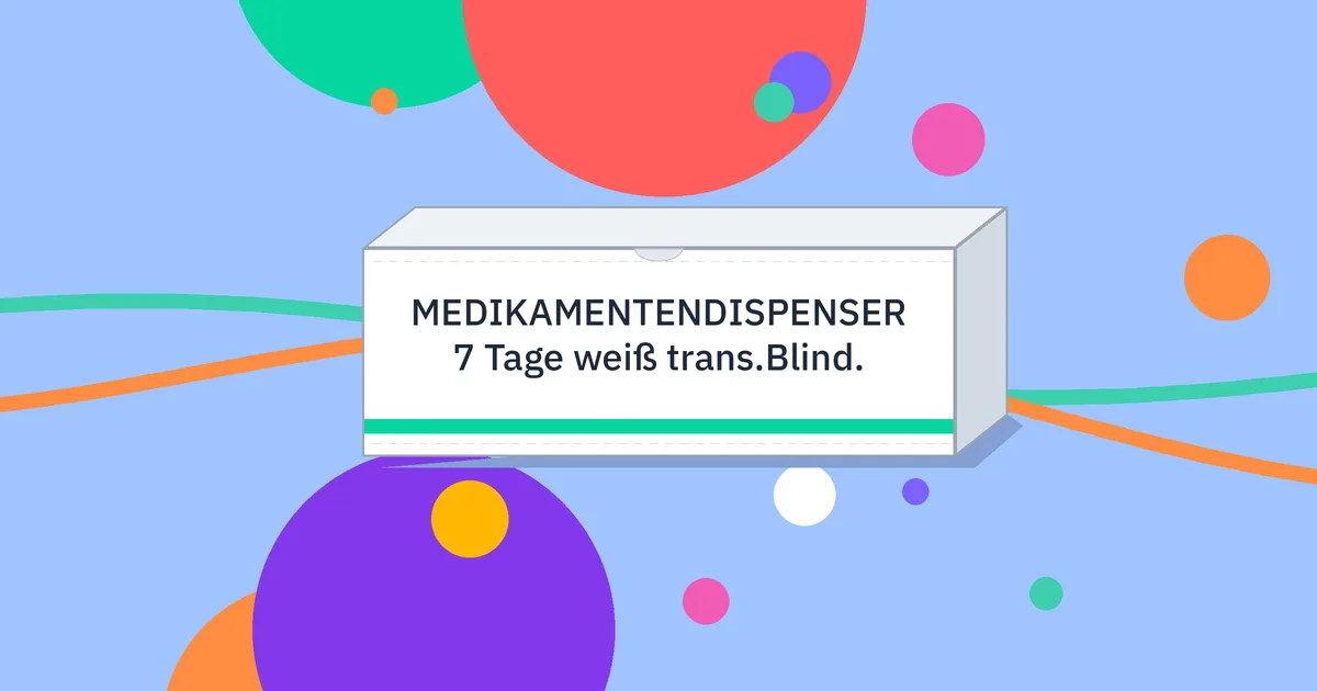 Symbolbild: Packung mit der Aufschrift MEDIKAMENTENDISPENSER 7 Tage weiß trans.Blind. (PZN 04523723) – Verfügbarkeit und Bezug in Apotheken in Frankfurt am Main