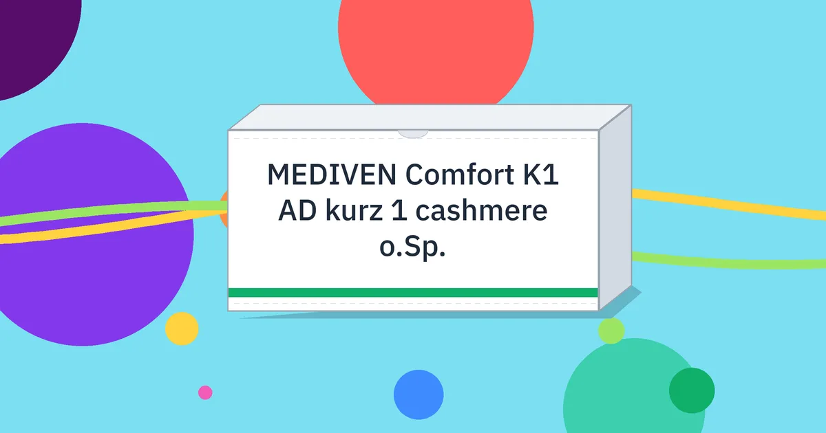 Symbolbild: Packung mit der Aufschrift MEDIVEN Comfort K1 AD kurz 1 cashmere o.Sp. (PZN 14659895) – Verfügbarkeit und Bezug in Apotheken in Frankfurt am Main