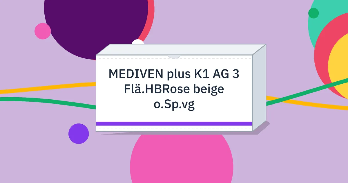 Symbolbild: Packung mit der Aufschrift MEDIVEN plus K1 AG 3 Flä.HBRose beige o.Sp.vg (PZN 15912586) – Verfügbarkeit und Bezug in Apotheken in Frankfurt am Main