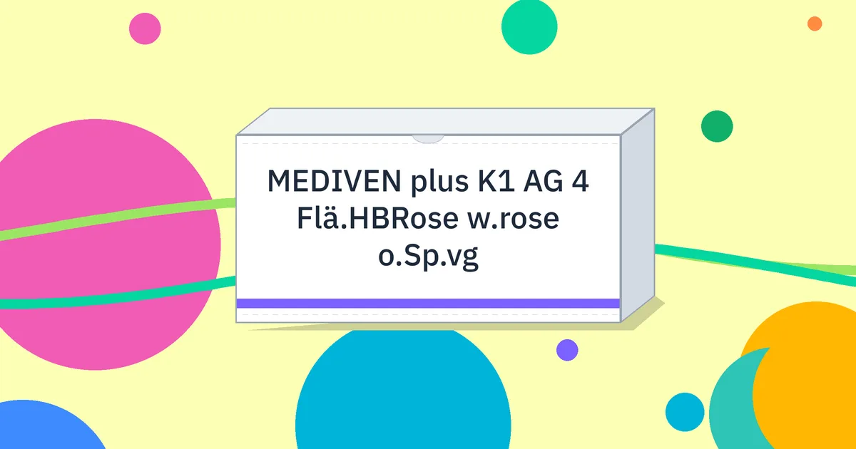Symbolbild: Packung mit der Aufschrift MEDIVEN plus K1 AG 4 Flä.HBRose w.rose o.Sp.vg (PZN 15913640) – Verfügbarkeit und Bezug in Apotheken in Frankfurt am Main
