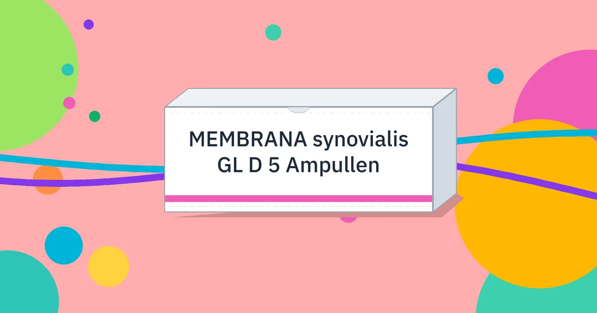 Symbolbild: Packung mit der Aufschrift MEMBRANA synovialis GL D 5 Ampullen (PZN 03356051) – Verfügbarkeit und Bezug in Apotheken in Frankfurt am Main