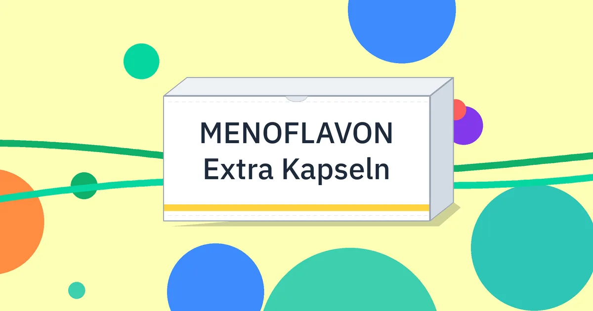 Symbolbild: Packung mit der Aufschrift MENOFLAVON Extra Kapseln (PZN 03263852) – Verfügbarkeit und Bezug in Apotheken in Frankfurt am Main