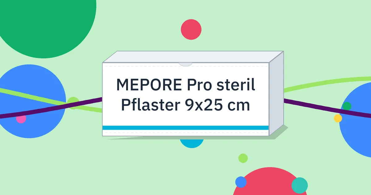 Symbolbild: Packung mit der Aufschrift MEPORE Pro steril Pflaster 9x25 cm (PZN 09314740) – Verfügbarkeit und Bezug in Apotheken in Frankfurt am Main