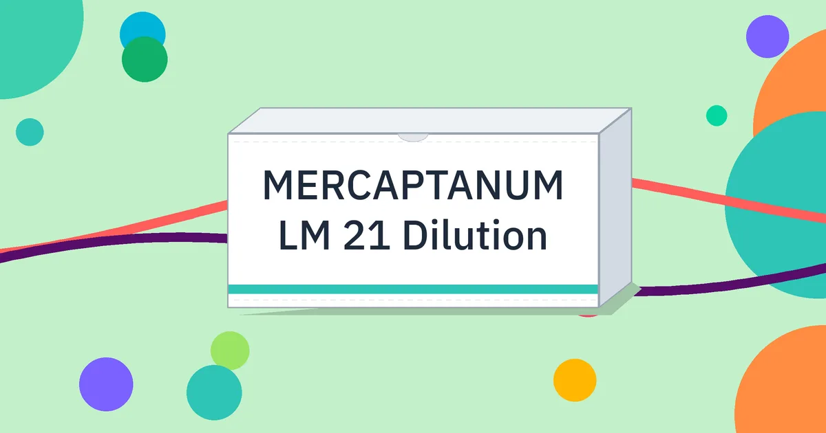 Symbolbild: Packung mit der Aufschrift MERCAPTANUM LM 21 Dilution (PZN 13605733) – Verfügbarkeit und Bezug in Apotheken in Frankfurt am Main