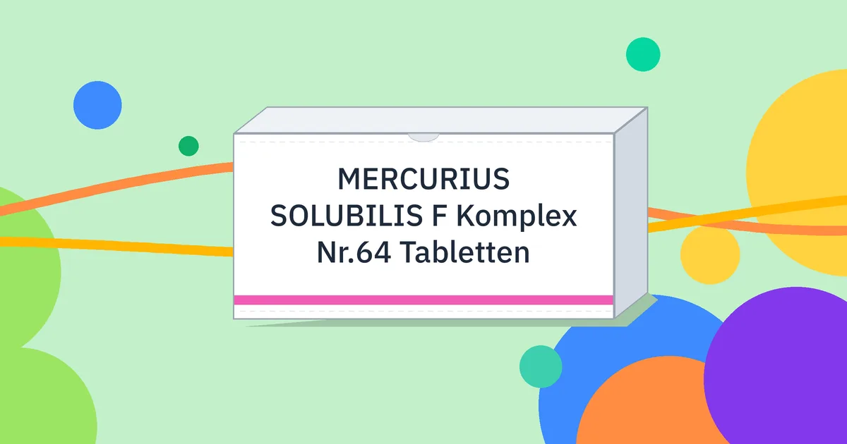 Symbolbild: Packung mit der Aufschrift MERCURIUS SOLUBILIS F Komplex Nr.64 Tabletten (PZN 04484489) – Verfügbarkeit und Bezug in Apotheken in Frankfurt am Main