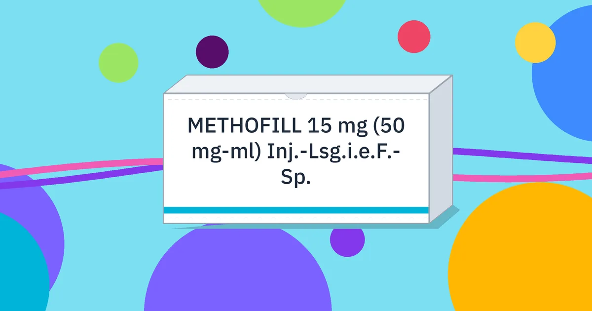 Symbolbild: Packung mit der Aufschrift METHOFILL 15 mg (50 mg-ml) Inj.-Lsg.i.e.F.-Sp. (PZN 11695643) – Verfügbarkeit und Bezug in Apotheken in Frankfurt am Main
