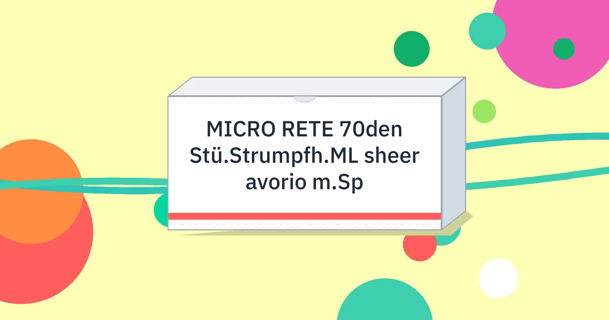 Symbolbild: Packung mit der Aufschrift MICRO RETE 70den Stü.Strumpfh.ML sheer avorio m.Sp (PZN 06450603) – Verfügbarkeit und Bezug in Apotheken in Frankfurt am Main