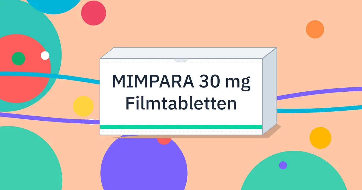 Symbolbild: Packung mit der Aufschrift MIMPARA 30 mg Filmtabletten (PZN 18032816) – Verfügbarkeit und Bezug in Apotheken in Frankfurt am Main