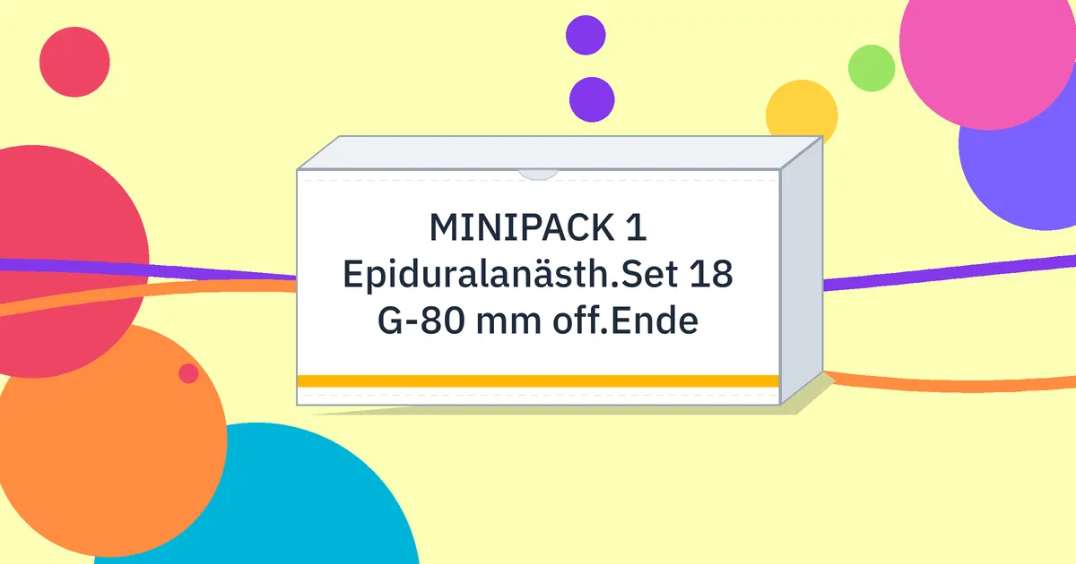 Symbolbild: Packung mit der Aufschrift MINIPACK 1 Epiduralanästh.Set 18 G-80 mm off.Ende (PZN 09215771) – Verfügbarkeit und Bezug in Apotheken in Frankfurt am Main