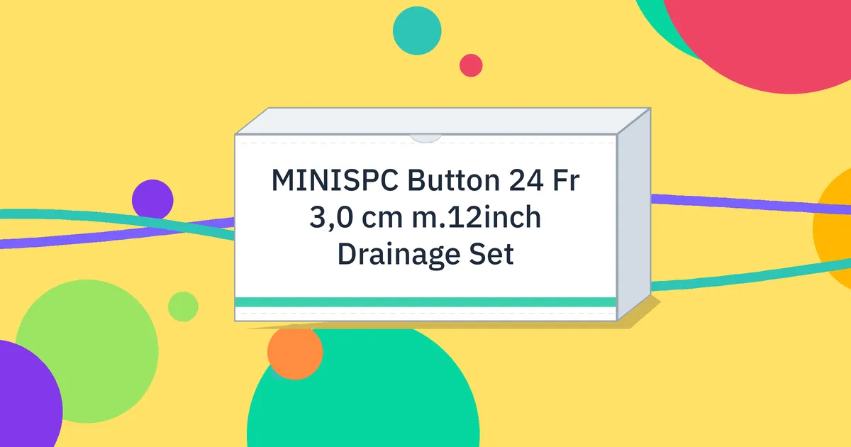 Symbolbild: Packung mit der Aufschrift MINISPC Button 24 Fr 3,0 cm m.12inch Drainage Set (PZN 20821414) – Verfügbarkeit und Bezug in Apotheken in Frankfurt am Main