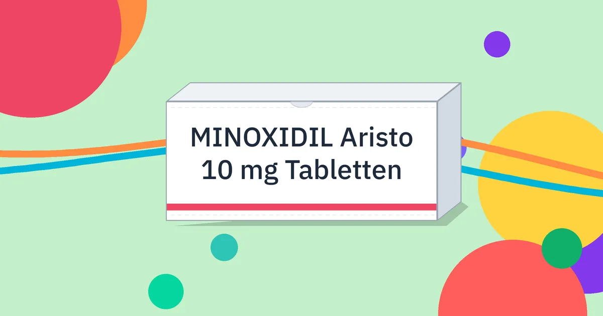 Symbolbild: Packung mit der Aufschrift MINOXIDIL Aristo 10 mg Tabletten (PZN 18879205) – Verfügbarkeit und Bezug in Apotheken in Frankfurt am Main