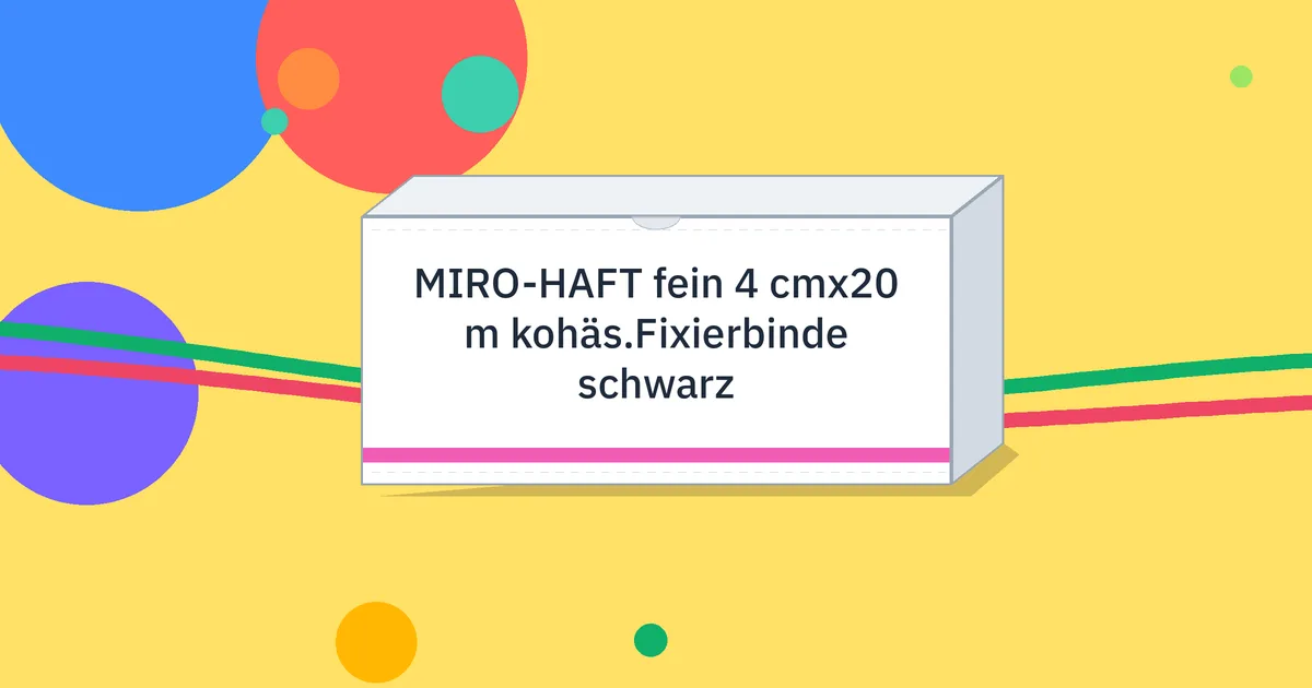 Symbolbild: Packung mit der Aufschrift MIRO-HAFT fein 4 cmx20 m kohäs.Fixierbinde schwarz (PZN 17756943) – Verfügbarkeit und Bezug in Apotheken in Frankfurt am Main