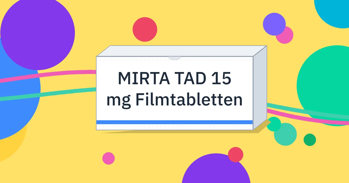 Symbolbild: Packung mit der Aufschrift MIRTA TAD 15 mg Filmtabletten (PZN 01007530) – Verfügbarkeit und Bezug in Apotheken in Frankfurt am Main