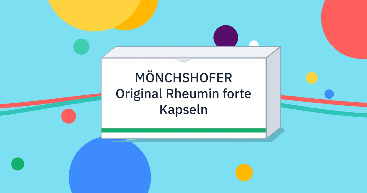Symbolbild: Packung mit der Aufschrift MÖNCHSHOFER Original Rheumin forte Kapseln (PZN 17929763) – Verfügbarkeit und Bezug in Apotheken in Frankfurt am Main