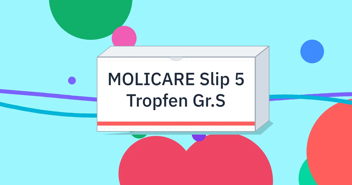 Symbolbild: Packung mit der Aufschrift MOLICARE Slip 5 Tropfen Gr.S (PZN 17925357) – Verfügbarkeit und Bezug in Apotheken in Frankfurt am Main