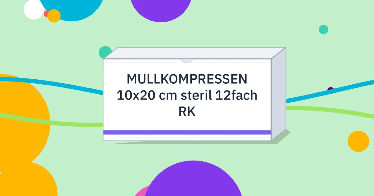 Symbolbild: Packung mit der Aufschrift MULLKOMPRESSEN 10x20 cm steril 12fach RK (PZN 09213996) – Verfügbarkeit und Bezug in Apotheken in Frankfurt am Main