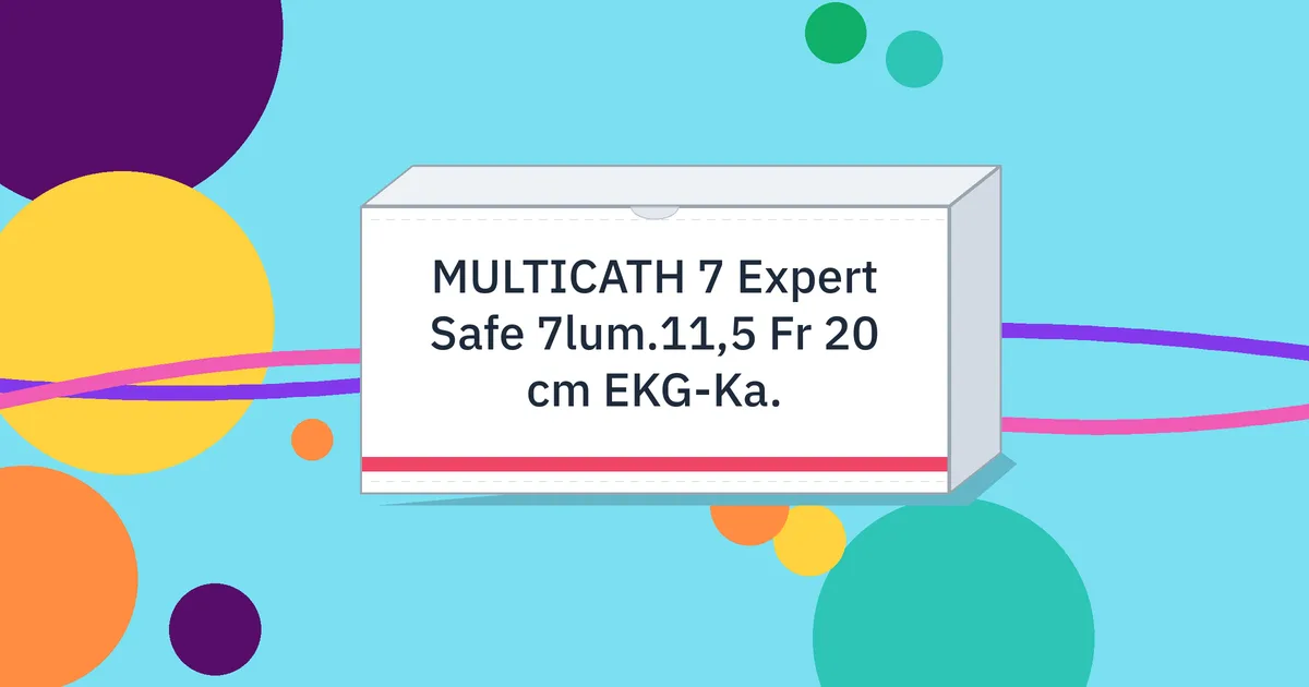 Symbolbild: Packung mit der Aufschrift MULTICATH 7 Expert Safe 7lum.11,5 Fr 20 cm EKG-Ka. (PZN 11125408) – Verfügbarkeit und Bezug in Apotheken in Frankfurt am Main