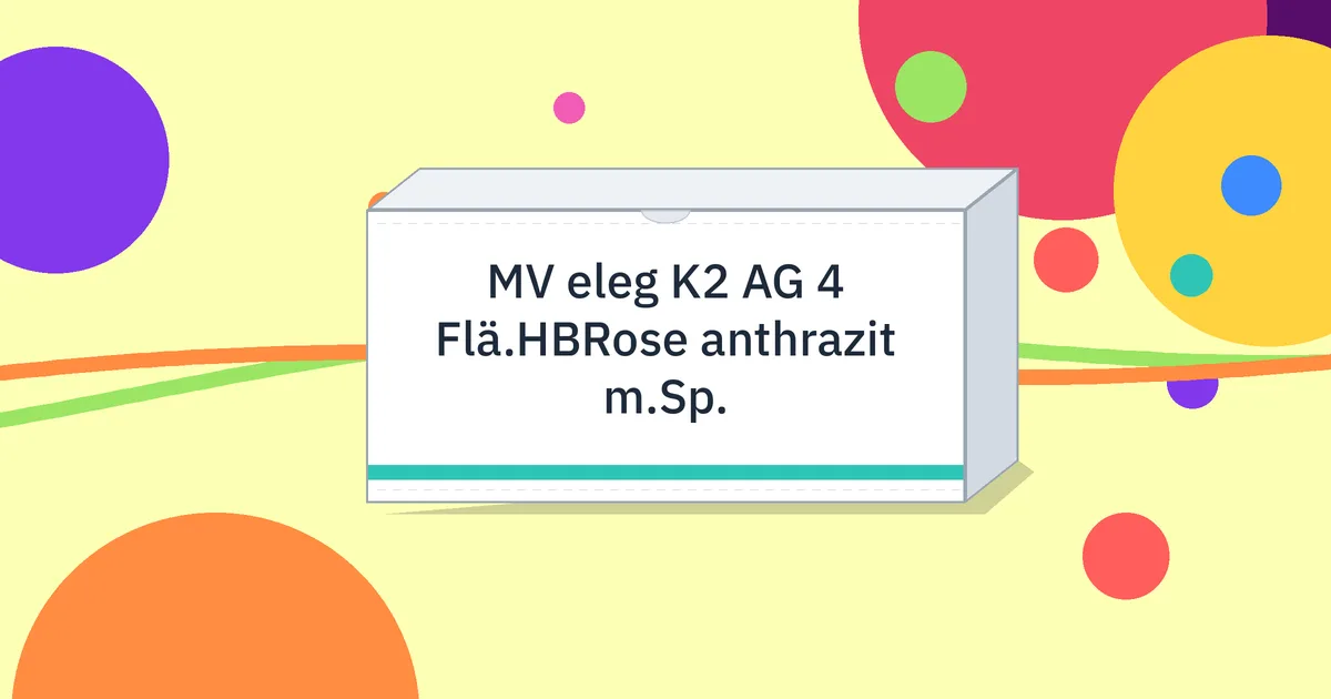 Symbolbild: Packung mit der Aufschrift MV eleg K2 AG 4 Flä.HBRose anthrazit m.Sp. (PZN 15717548) – Verfügbarkeit und Bezug in Apotheken in Frankfurt am Main