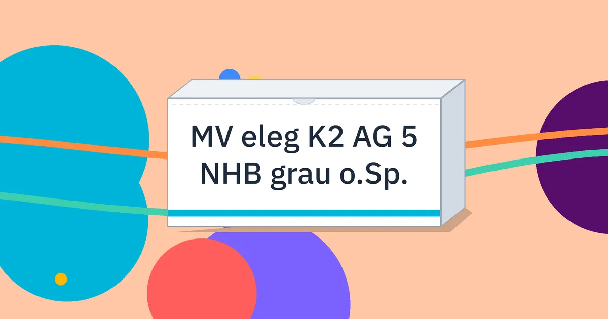 Symbolbild: Packung mit der Aufschrift MV eleg K2 AG 5 NHB grau o.Sp. (PZN 18928814) – Verfügbarkeit und Bezug in Apotheken in Frankfurt am Main
