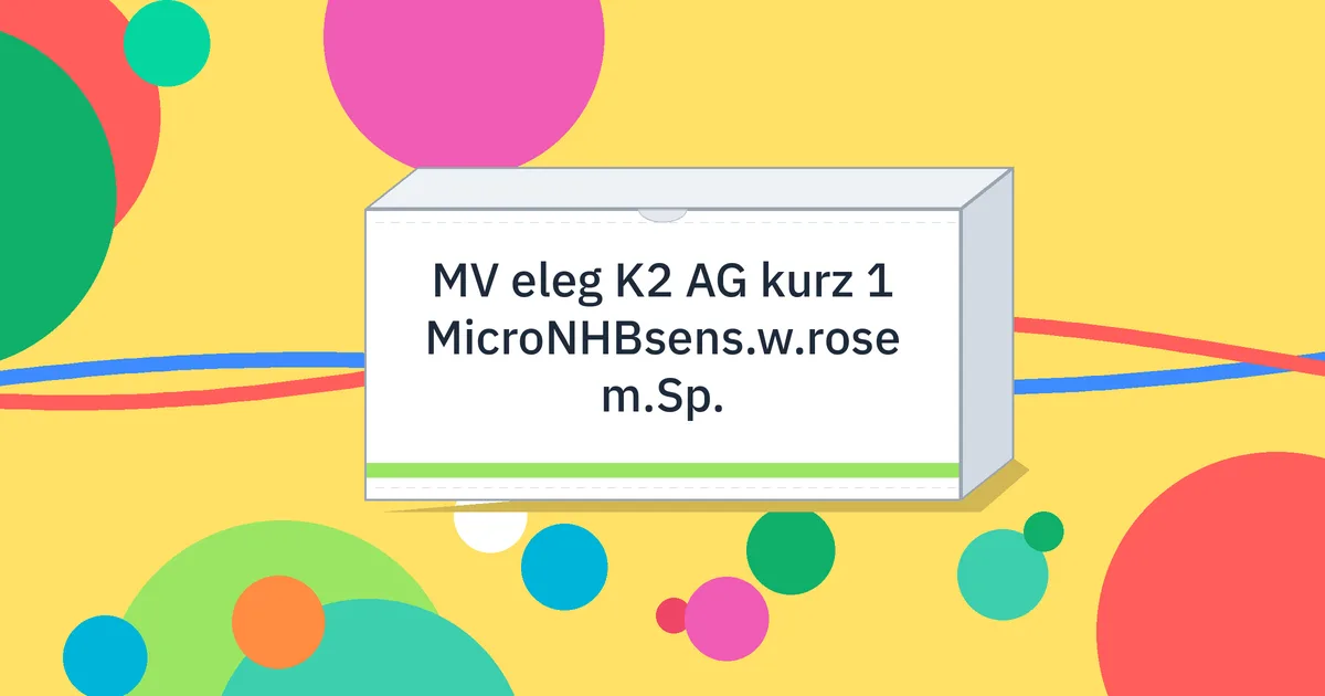 Symbolbild: Packung mit der Aufschrift MV eleg K2 AG kurz 1 MicroNHBsens.w.rose m.Sp. (PZN 15710948) – Verfügbarkeit und Bezug in Apotheken in Frankfurt am Main