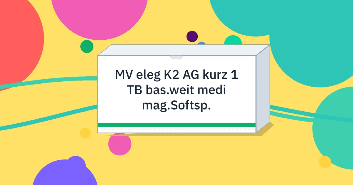 Symbolbild: Packung mit der Aufschrift MV eleg K2 AG kurz 1 TB bas.weit medi mag.Softsp. (PZN 14638522) – Verfügbarkeit und Bezug in Apotheken in Frankfurt am Main