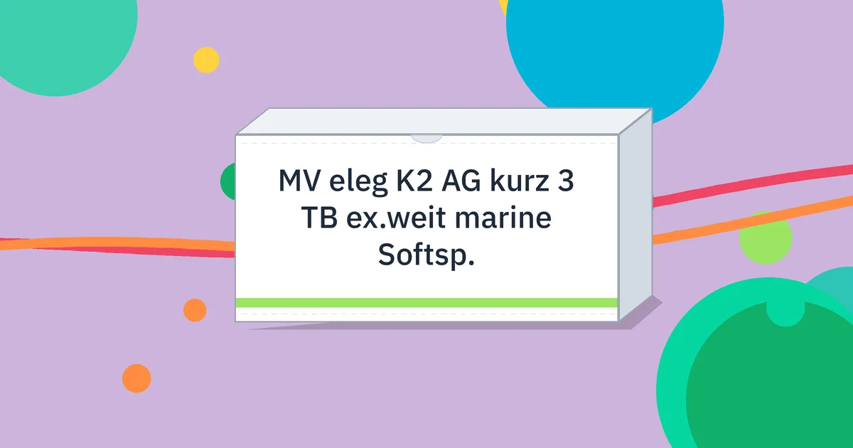 Symbolbild: Packung mit der Aufschrift MV eleg K2 AG kurz 3 TB ex.weit marine Softsp. (PZN 14607651) – Verfügbarkeit und Bezug in Apotheken in Frankfurt am Main
