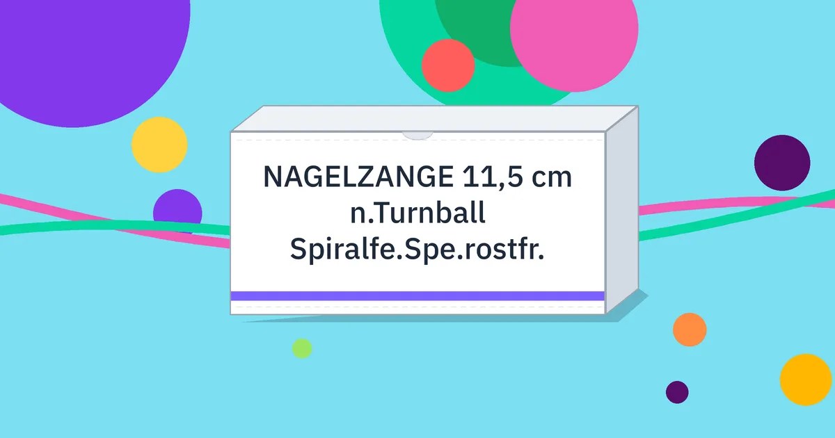 Symbolbild: Packung mit der Aufschrift NAGELZANGE 11,5 cm n.Turnball Spiralfe.Spe.rostfr. (PZN 12480347) – Verfügbarkeit und Bezug in Apotheken in Frankfurt am Main