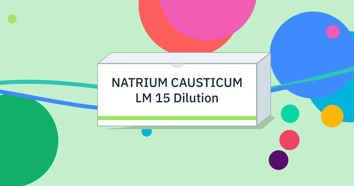 Symbolbild: Packung mit der Aufschrift NATRIUM CAUSTICUM LM 15 Dilution (PZN 12962081) – Verfügbarkeit und Bezug in Apotheken in Frankfurt am Main