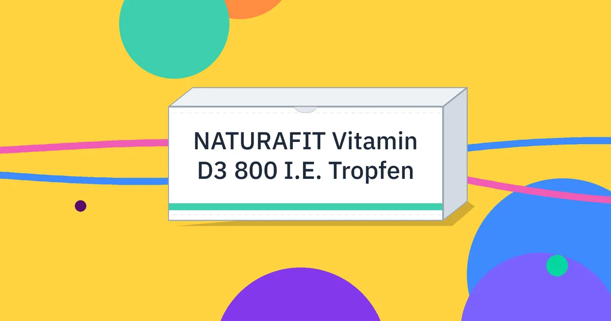 Symbolbild: Packung mit der Aufschrift NATURAFIT Vitamin D3 800 I.E. Tropfen (PZN 13704895) – Verfügbarkeit und Bezug in Apotheken in Frankfurt am Main