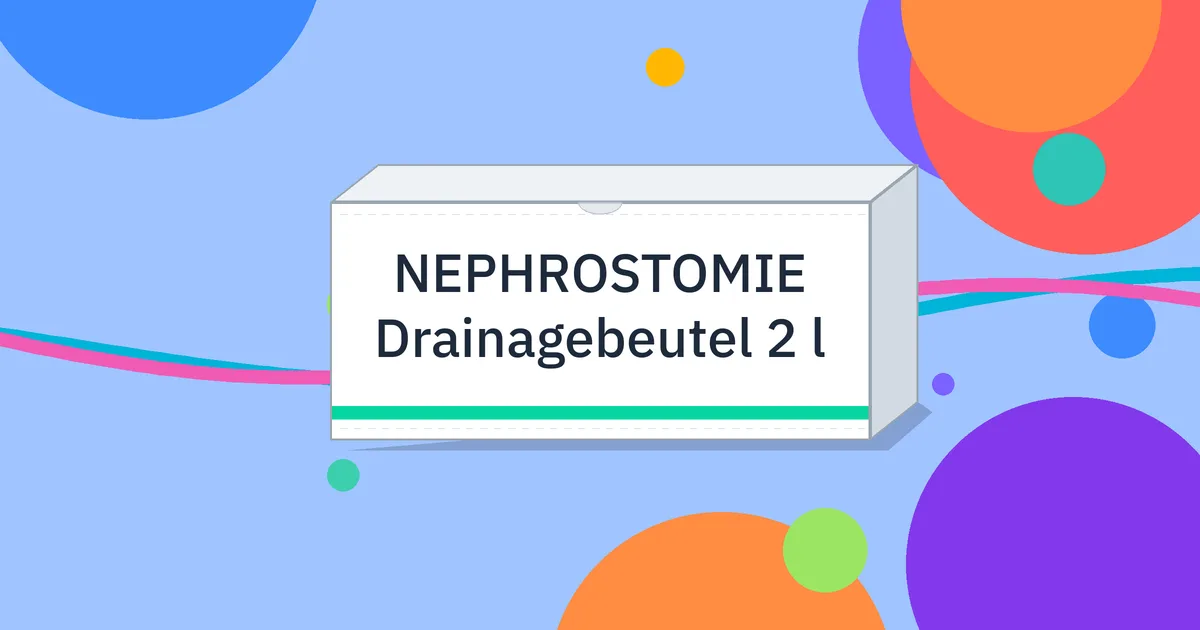 Symbolbild: Packung mit der Aufschrift NEPHROSTOMIE Drainagebeutel 2 l (PZN 04541862) – Verfügbarkeit und Bezug in Apotheken in Frankfurt am Main