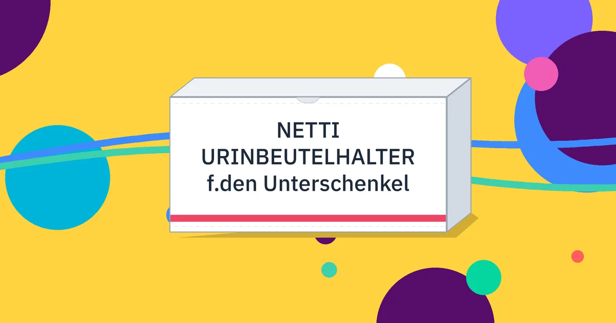 Symbolbild: Packung mit der Aufschrift NETTI URINBEUTELHALTER f.den Unterschenkel (PZN 06937133) – Verfügbarkeit und Bezug in Apotheken in Frankfurt am Main