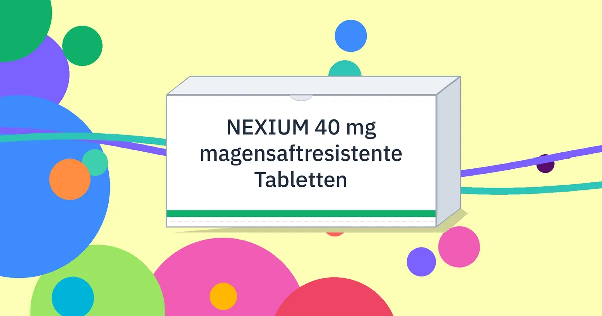 Symbolbild: Packung mit der Aufschrift NEXIUM 40 mg magensaftresistente Tabletten (PZN 07156797) – Verfügbarkeit und Bezug in Apotheken in Frankfurt am Main