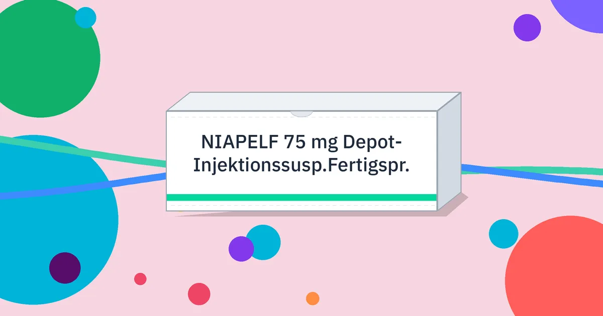 Symbolbild: Packung mit der Aufschrift NIAPELF 75 mg Depot-Injektionssusp.Fertigspr. (PZN 20119855) – Verfügbarkeit und Bezug in Apotheken in Frankfurt am Main