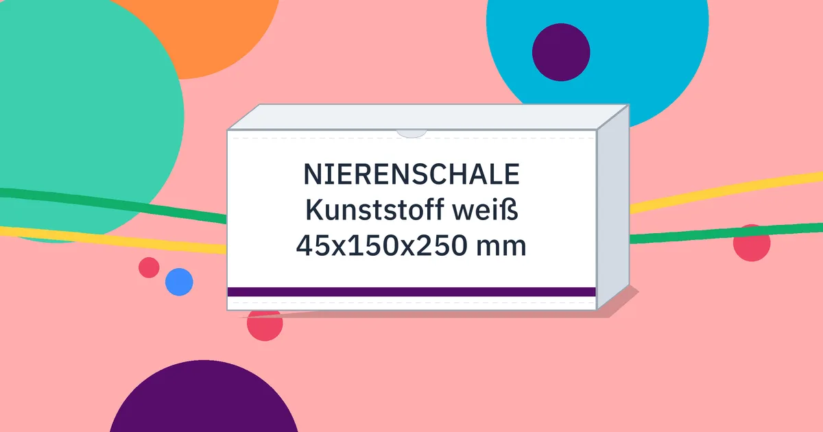 Symbolbild: Packung mit der Aufschrift NIERENSCHALE Kunststoff weiß 45x150x250 mm (PZN 02770239) – Verfügbarkeit und Bezug in Apotheken in Frankfurt am Main