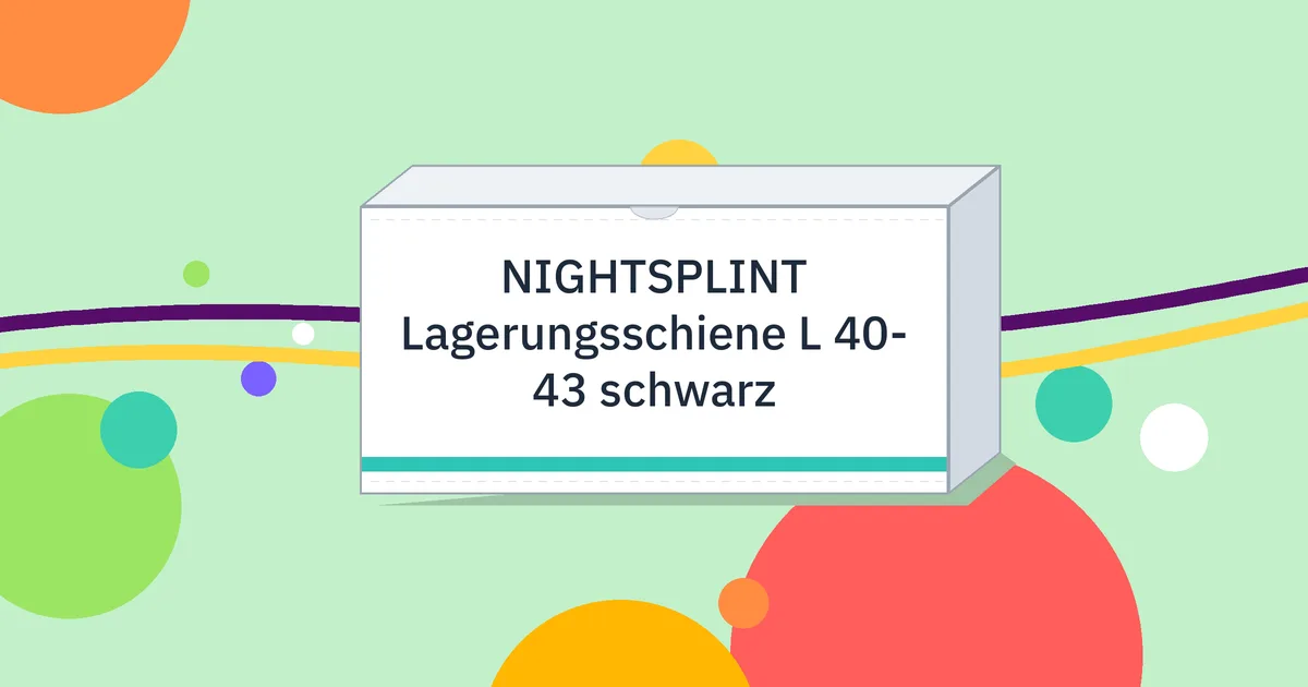 Symbolbild: Packung mit der Aufschrift NIGHTSPLINT Lagerungsschiene L 40-43 schwarz (PZN 16630720) – Verfügbarkeit und Bezug in Apotheken in Frankfurt am Main
